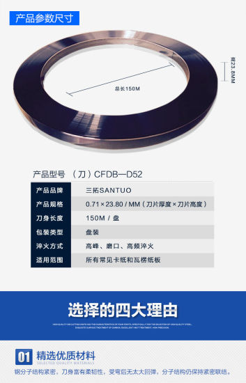 Center Bevel in Cut Lengths or Coils Die Cutting Steel Perforation Rule